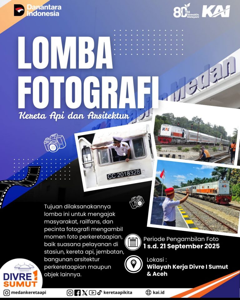 HUT ke-80, KAI Divre I Sumut Gelar Lomba Fotografi Bertema Kereta Api dan Arsitektur